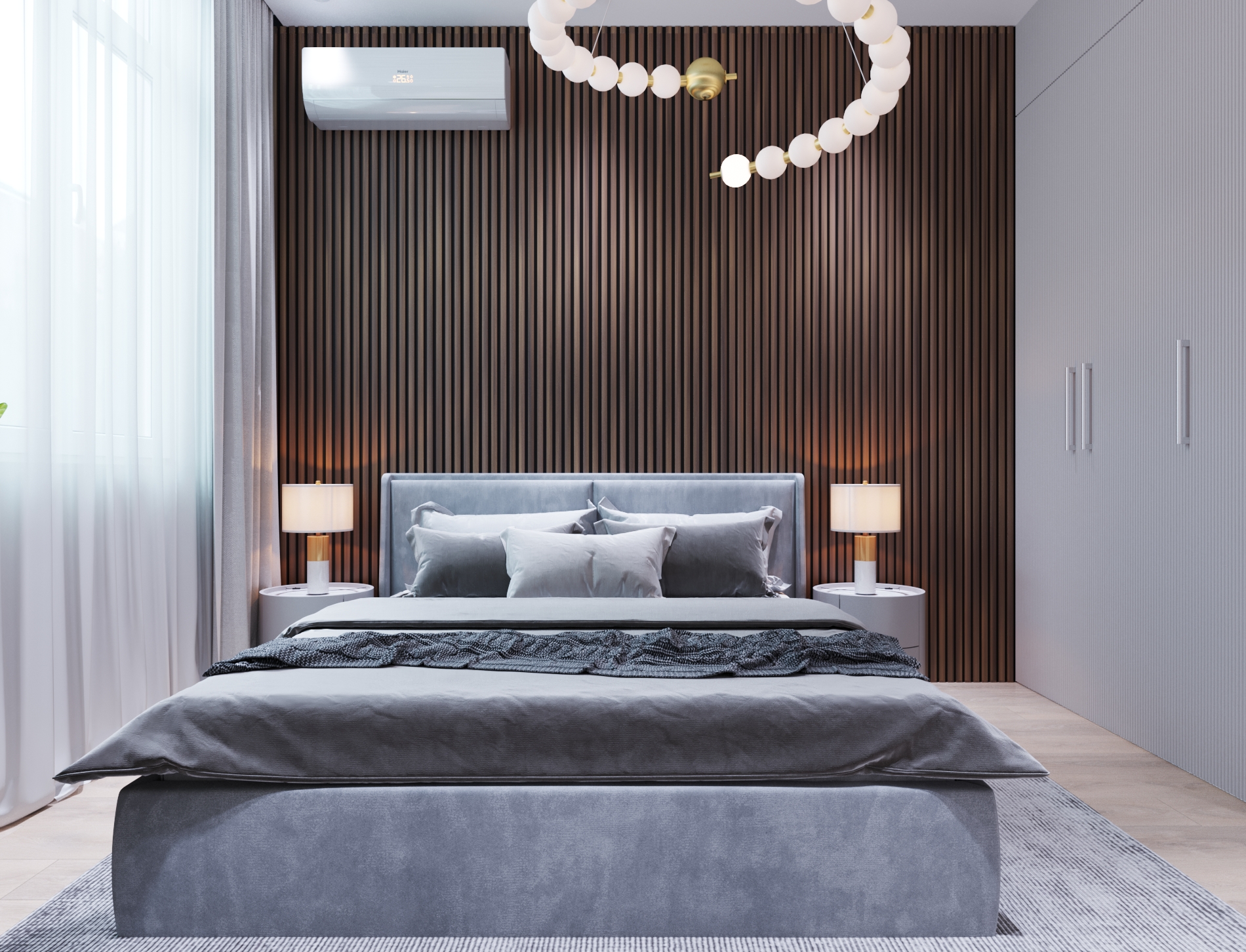 Акустическая панель, черный войлок, 1200х600х19мм, рейки МДФ дуб ...